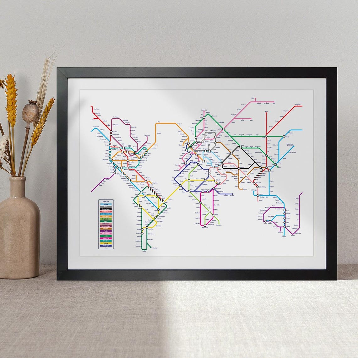 World Map as a Tube Metro Subway System, Art Print WM (596) - Etsy