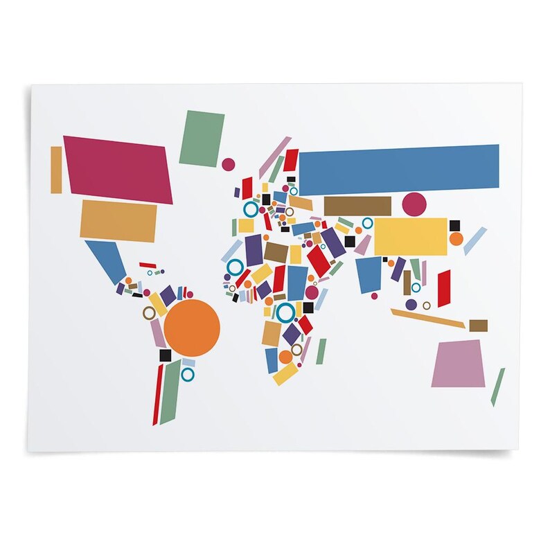 Abstract Map of the World Map, Art Print WM (803) - Etsy