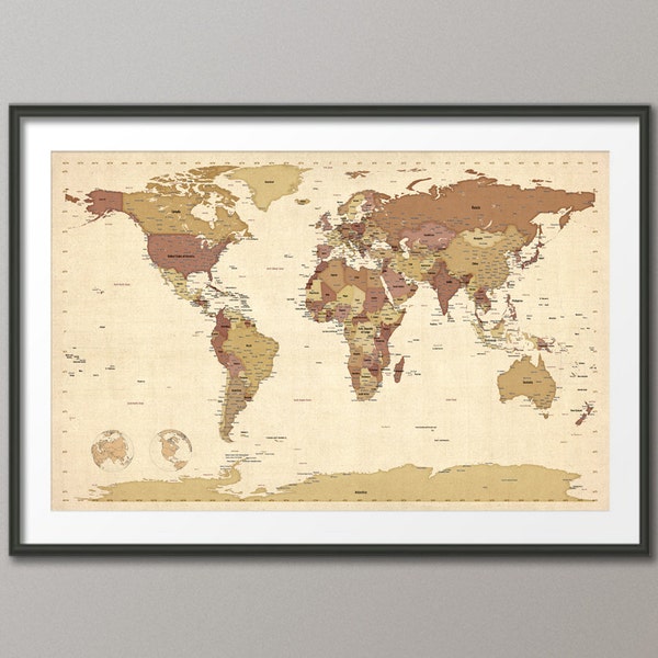 World Map Print - Etsy UK
