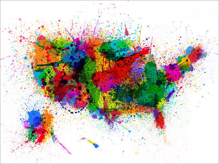 United States Paint Splashes Map USA, Art Print (63) - Etsy