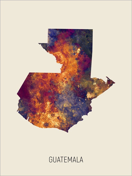 Guatemala Map Watercolour Art Print Poster Colour Black - Etsy UK