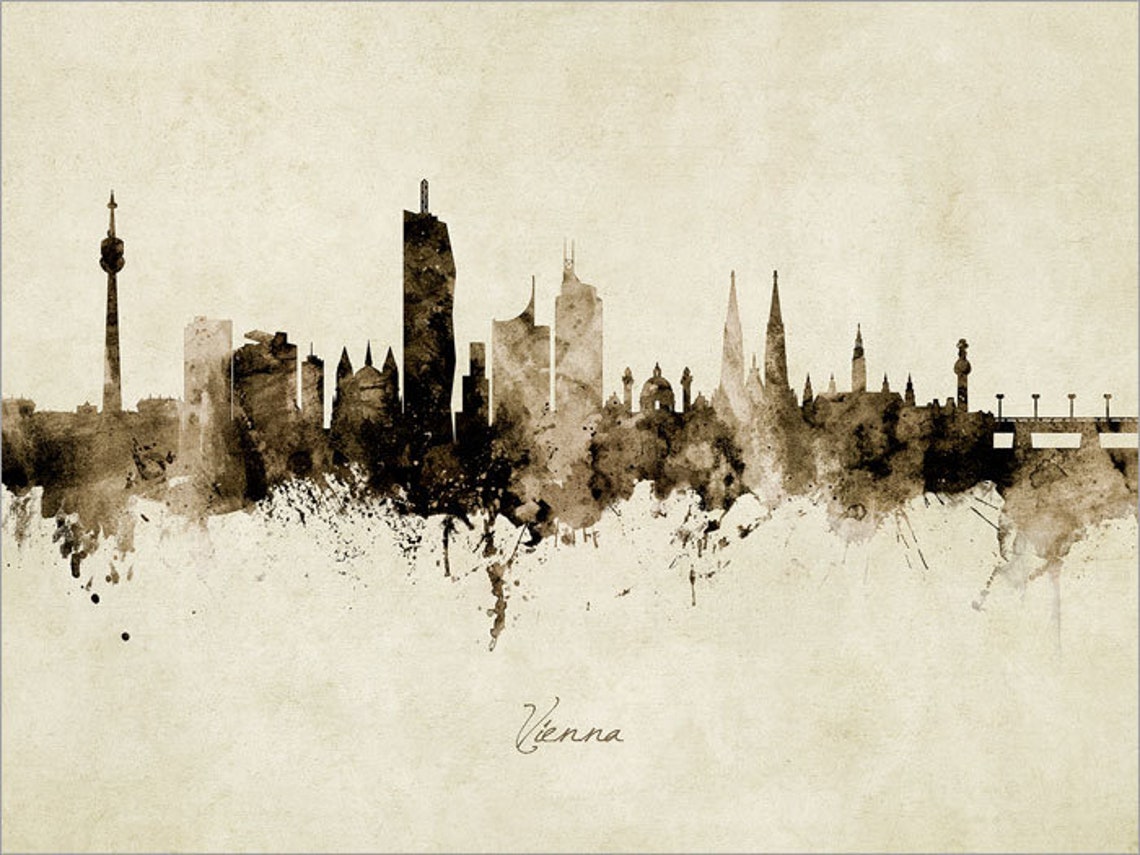Vienna Skyline Austria Cityscape Art Print Poster Vintage | Etsy