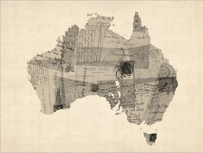 Old Postcard Map of Australia Map, Art Print QX (1482) - Etsy