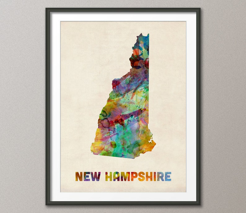 New Hampshire Watercolor Map USA Art Print 407 - Etsy