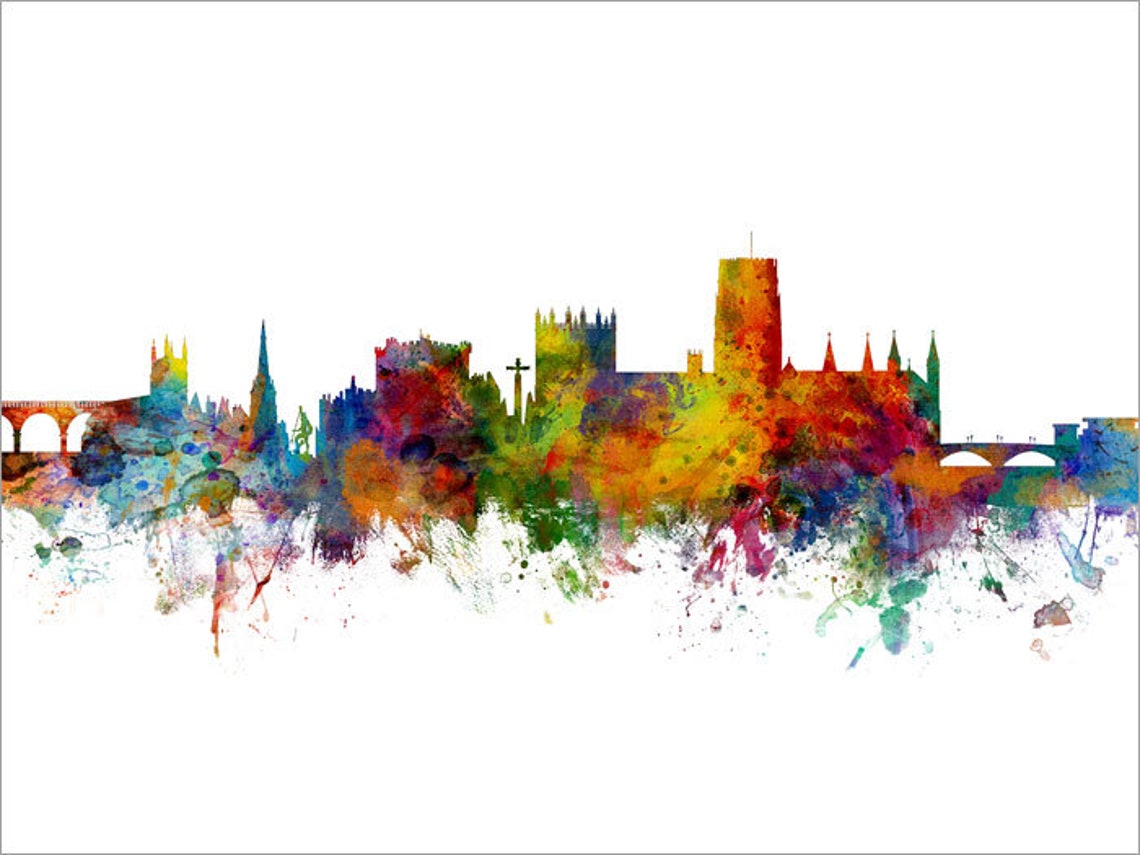 Durham Skyline England Cityscape Painting Art Print Poster CX - Etsy