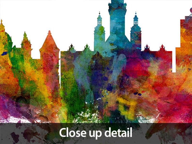 Leipzig Skyline Deutschland Cityscape Painting Art Print - Etsy