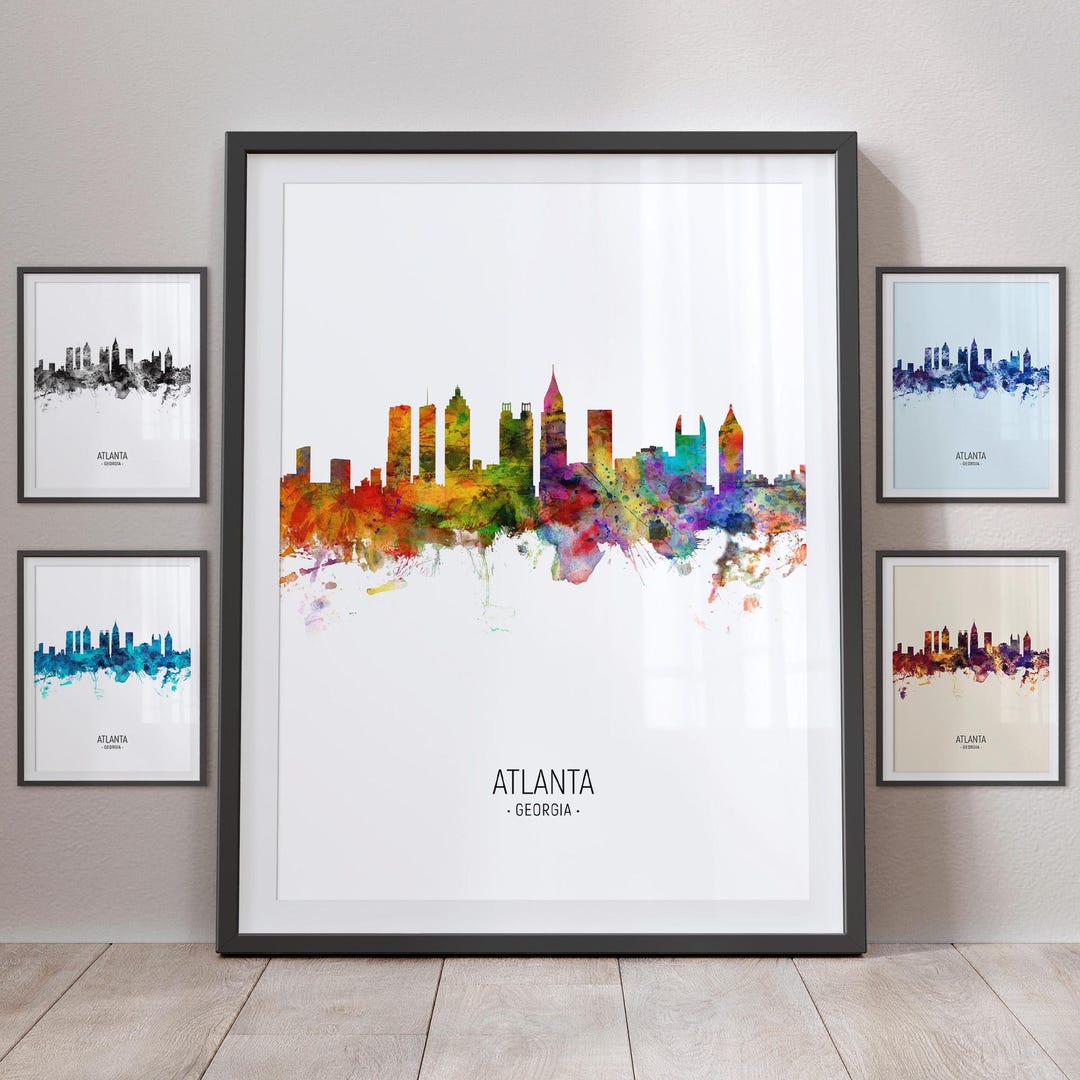 Atlanta Skyline, Georgia Cityscape Art Print Poster Portrait - PX (4992 ...