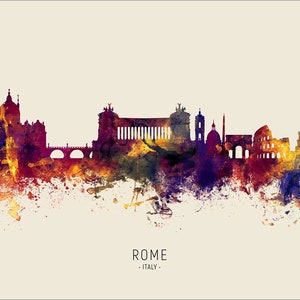 Rome Skyline Italy, Cityscape Painting Art Print Poster LS 14985 - Etsy