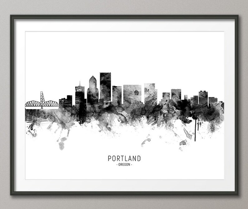 Portland Skyline Portland Oregon Cityscape Art Print Poster - Etsy