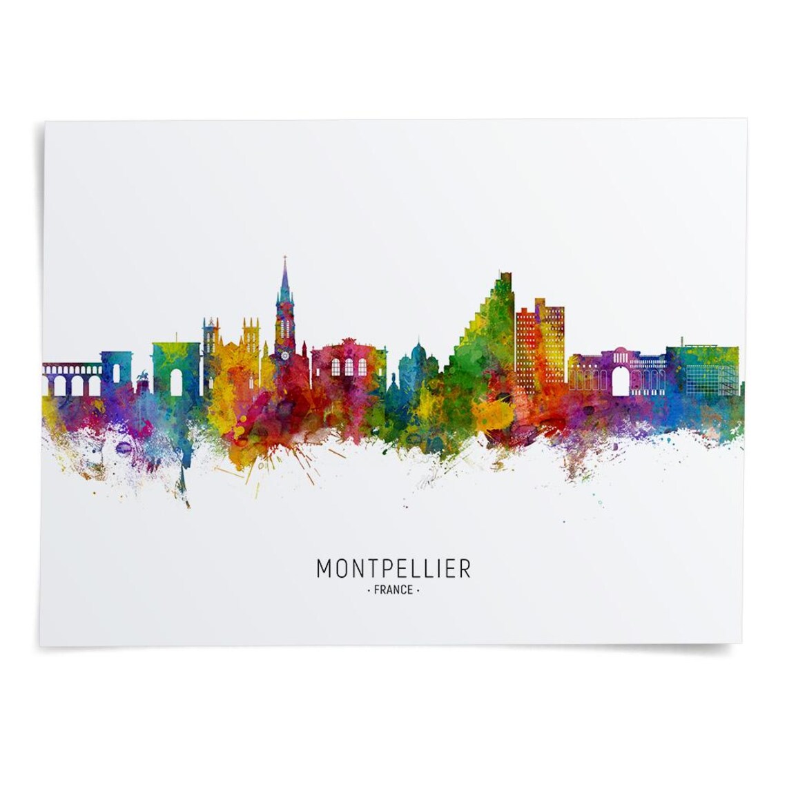 Montpellier Skyline, France - Cityscape Painting Art Print Poster CX ...