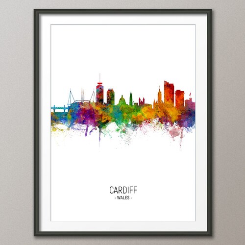 Cardiff Skyline Cardiff Wales Cityscape Art Print Poster - Etsy UK