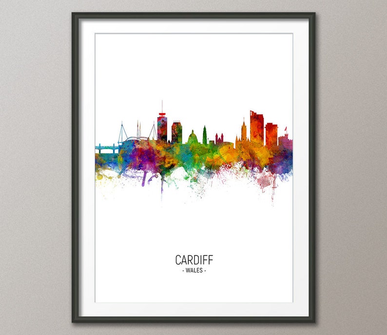 Cardiff Skyline Cardiff Wales Cityscape Art Print Poster - Etsy UK