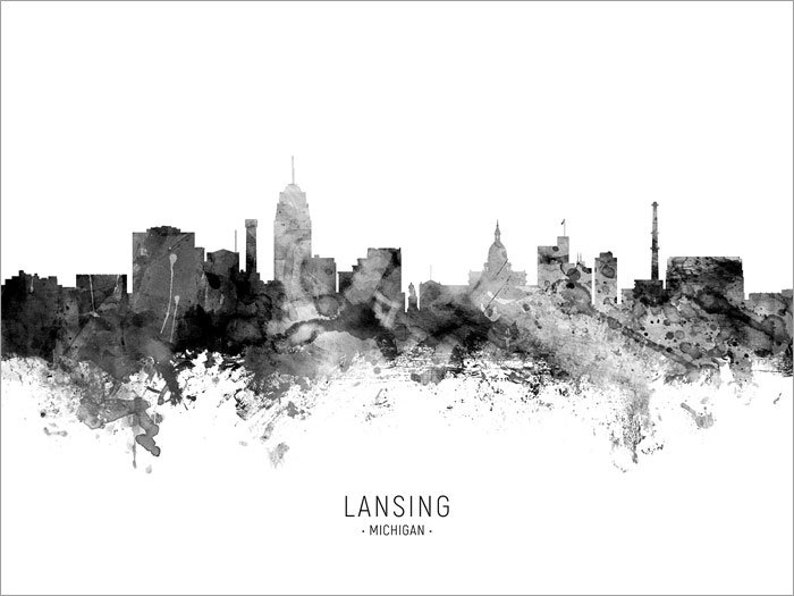 Lansing Skyline Lansing Michigan Cityscape Art Print Poster | Etsy