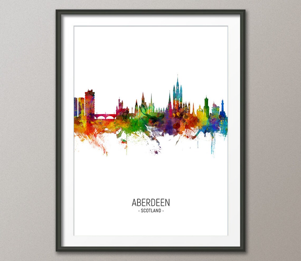 Aberdeen Skyline Aberdeen Scotland Cityscape Art Print Poster - Etsy
