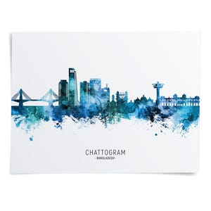 Chattogram Skyline Bangladesh, Chittagong Cityscape Painting Art Print ...