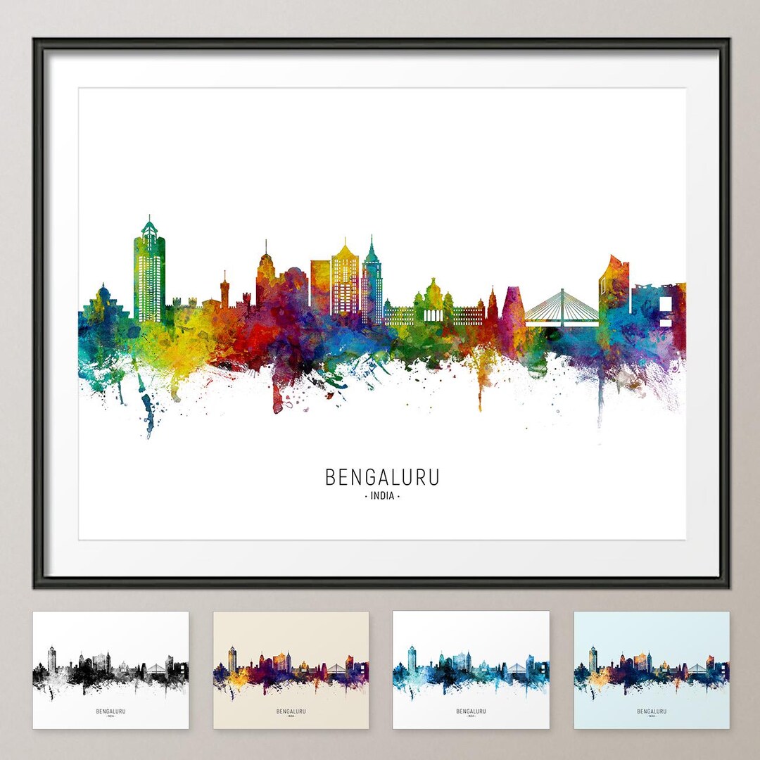 Bengaluru Skyline India, Cityscape Painting Art Print Poster CX 16588 ...