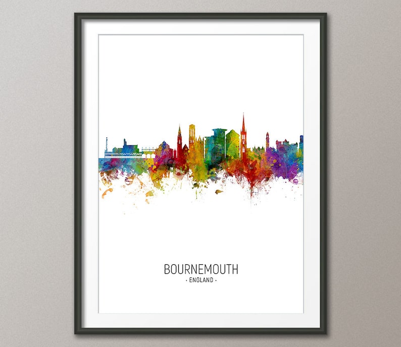 Bournemouth Skyline Bournemouth England Cityscape Art Print - Etsy