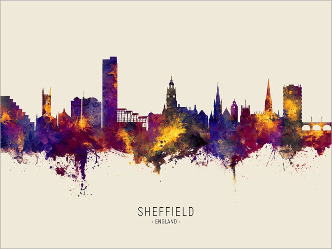 Sheffield Skyline England Cityscape Painting Art Print Poster | Etsy