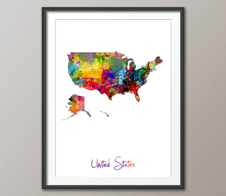 United States Watercolor Map USA Art Print 2478 - Etsy