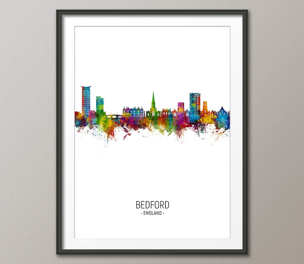 Bedford Skyline Bedford England Cityscape Art Print Poster - Etsy UK