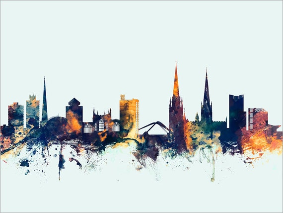 Coventry poster Coventry Skyline Coventry print Coventry art Coventry ...