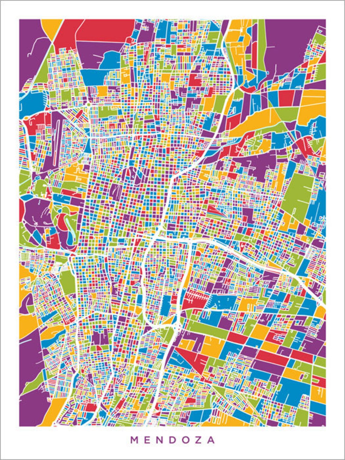 Mendoza Map Mendoza Argentina City Map Art Print 4489 - Etsy