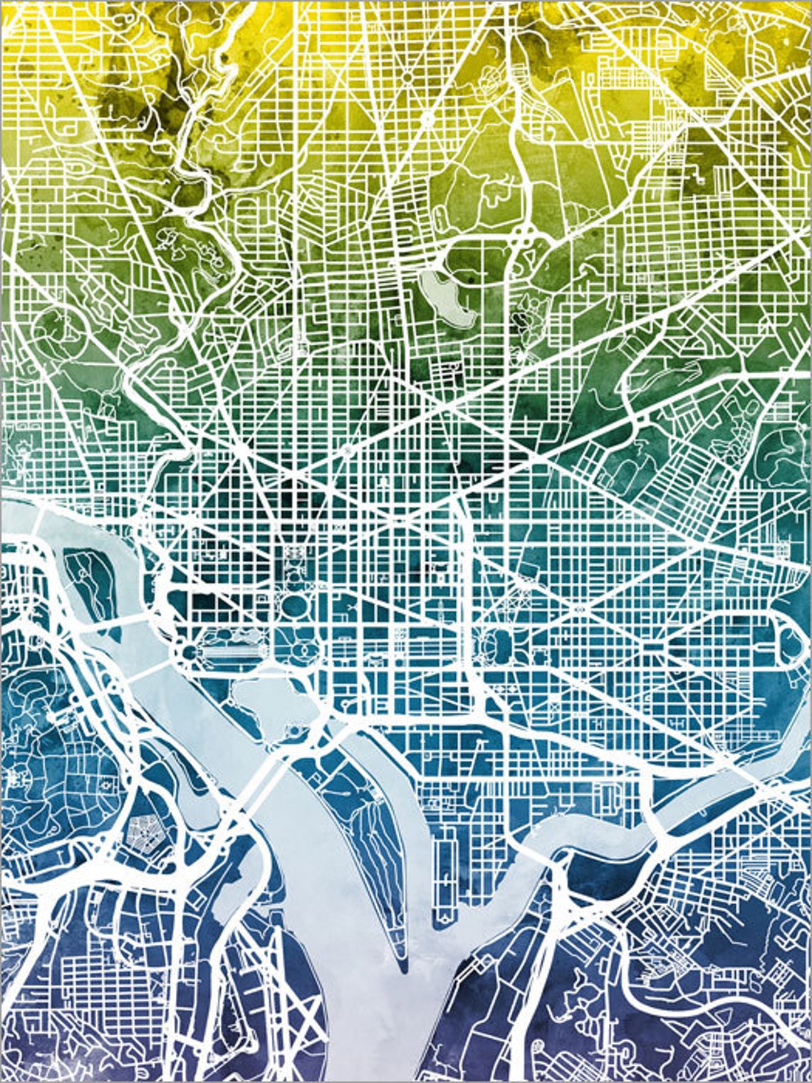 Washington DC Map, City Street Map Art Print (1927) - Etsy
