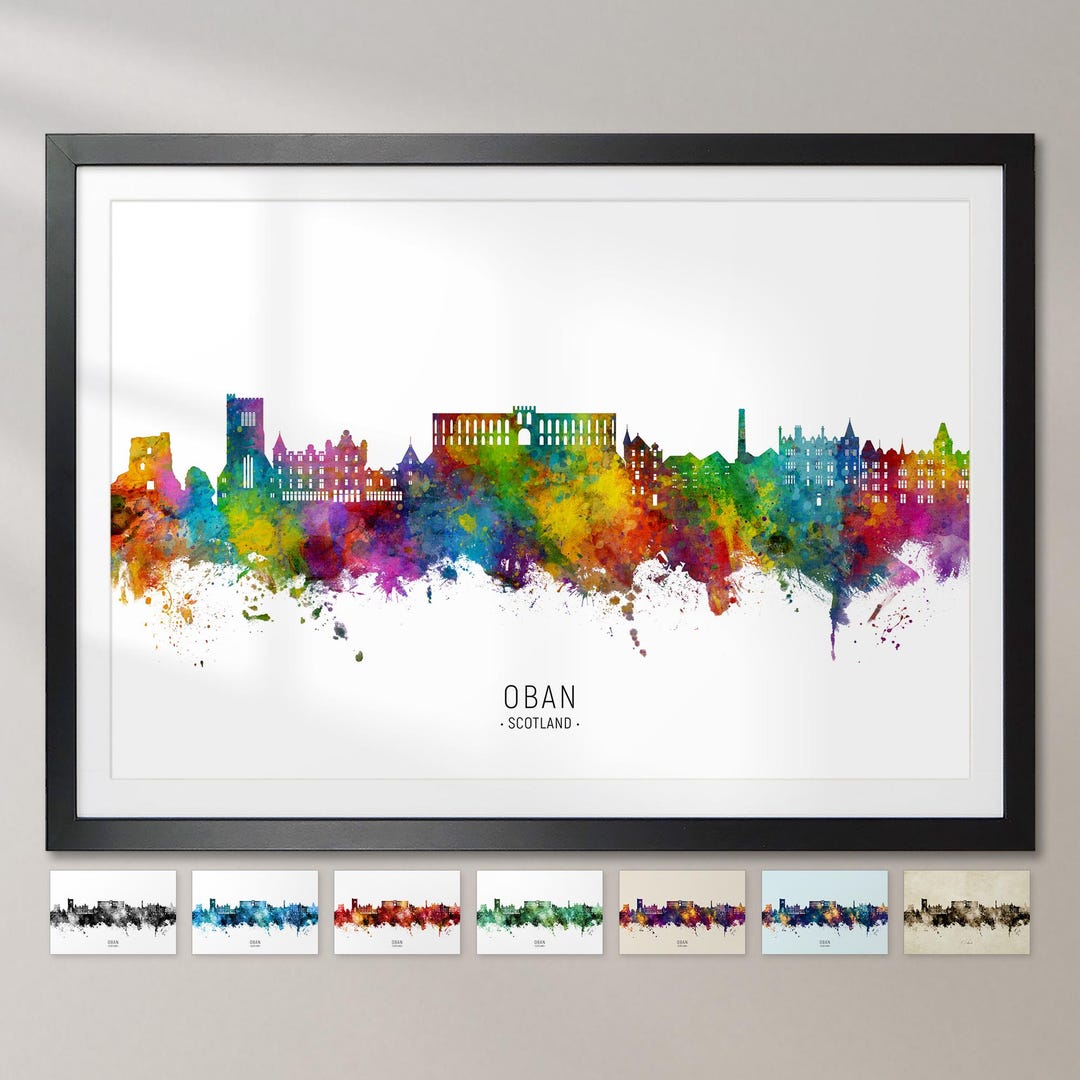 Oban Skyline Scotland, Cityscape Painting Art Print Poster CX (28828 ...