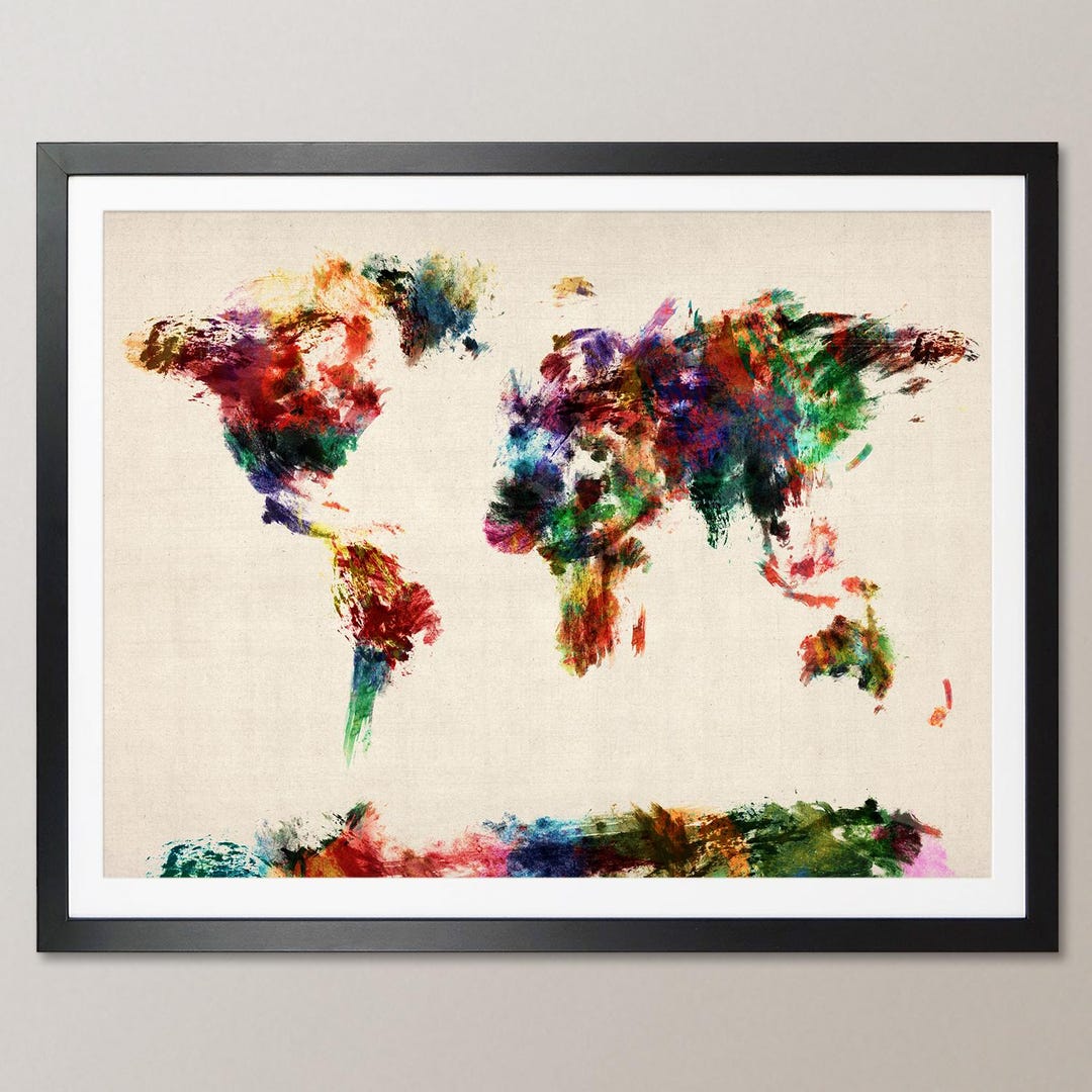 Map of the World Map Abstract Painting, Art Print WM (904) - Etsy