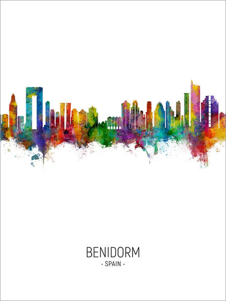 Benidorm Skyline Benidorm Spain Cityscape Art Print Poster - Etsy