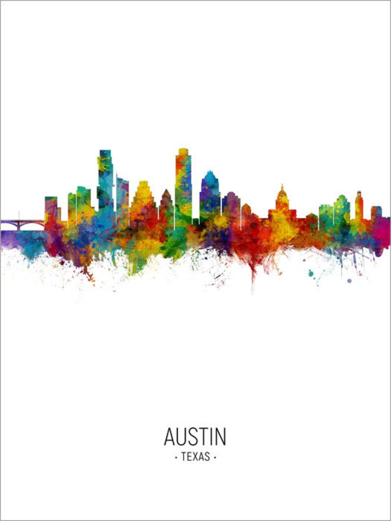 Austin Skyline Austin Texas Cityscape Art Print Poster - Etsy