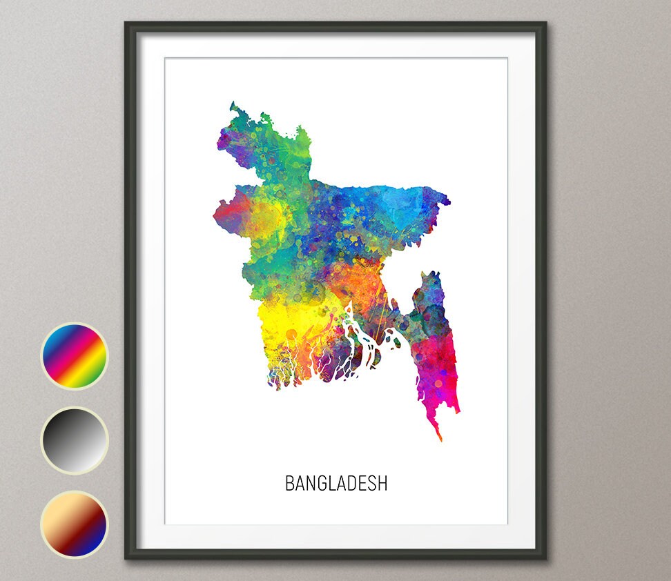 Bangladesh Map Watercolour Art Print Poster Colour Black - Etsy