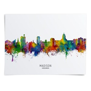 Madison Skyline Wisconsin, Cityscape Painting Art Print Poster CX ...