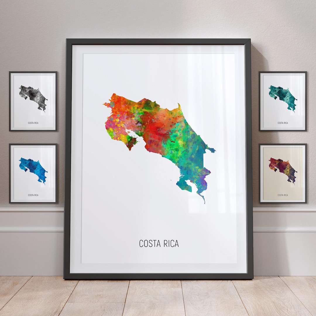 Costa Rica Map, Watercolour Painting Art Print Poster MX (10809) - Etsy