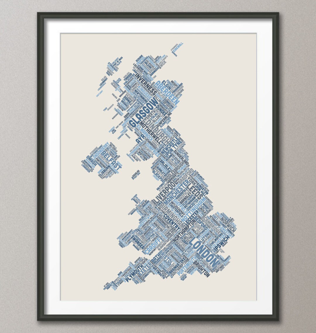 Great Britain UK City Text Map, Art Print (308) - Etsy