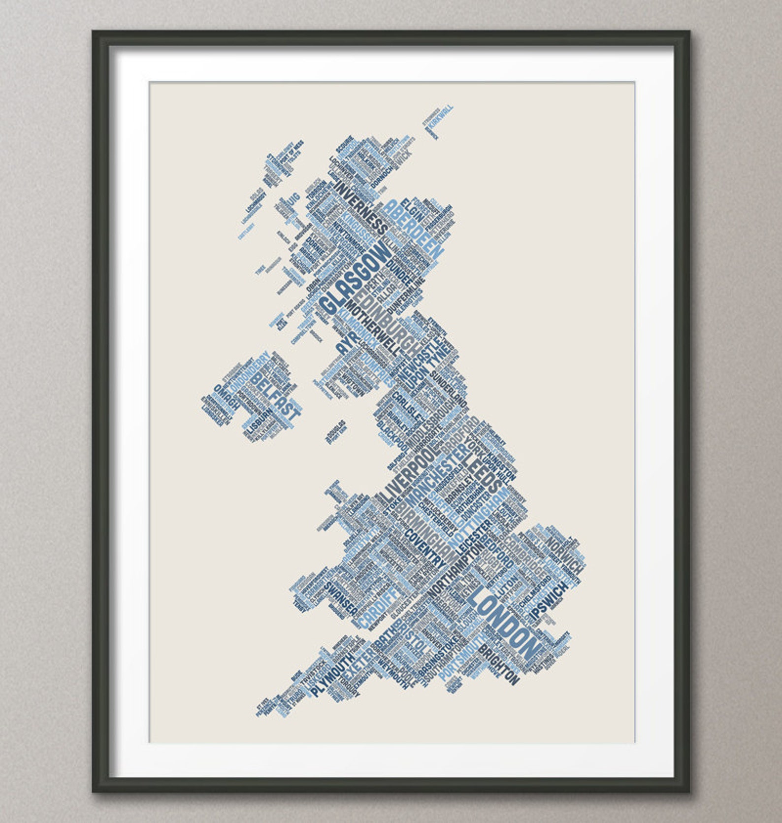 Great Britain UK City Text Map Art Print 308 - Etsy