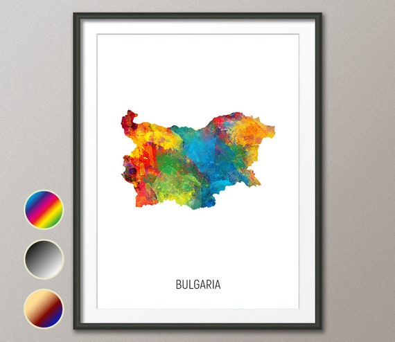 Bulgaria Map Watercolour Art Print Poster Colour Black | Etsy