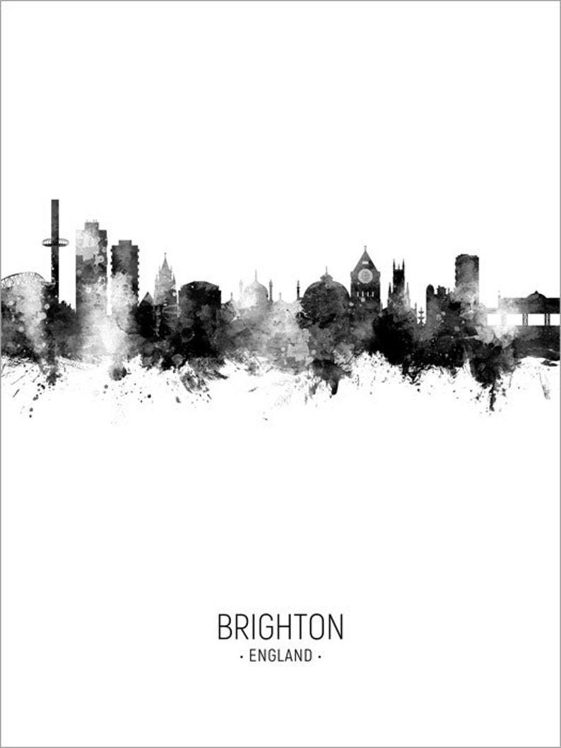 Brighton Skyline Brighton England Cityscape Art Print Poster | Etsy