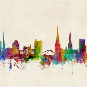 Coventry Skyline, Coventry England Cityscape Art Print (1065) - Etsy