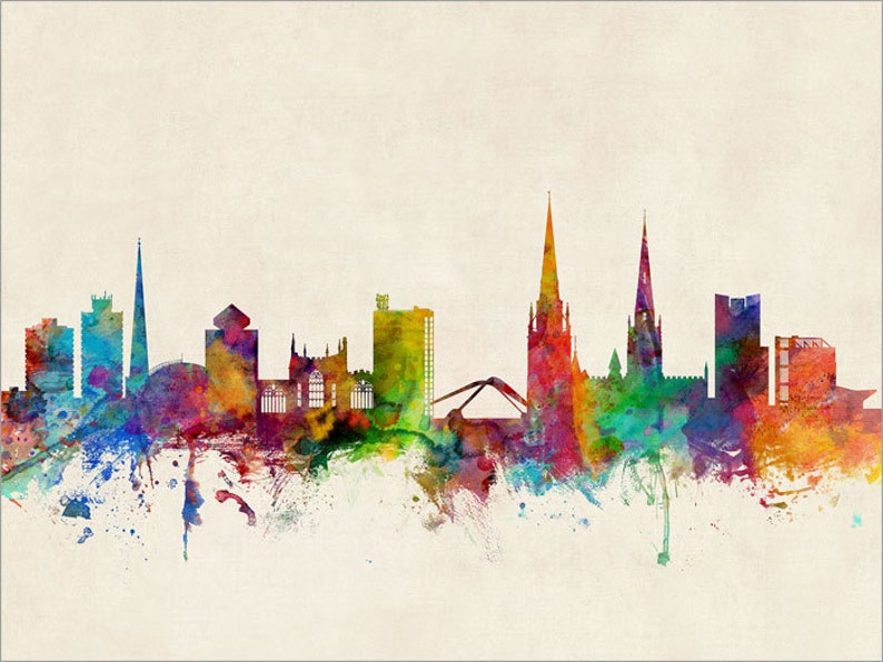 Coventry Skyline, Coventry England Cityscape Art Print (1065) - Etsy