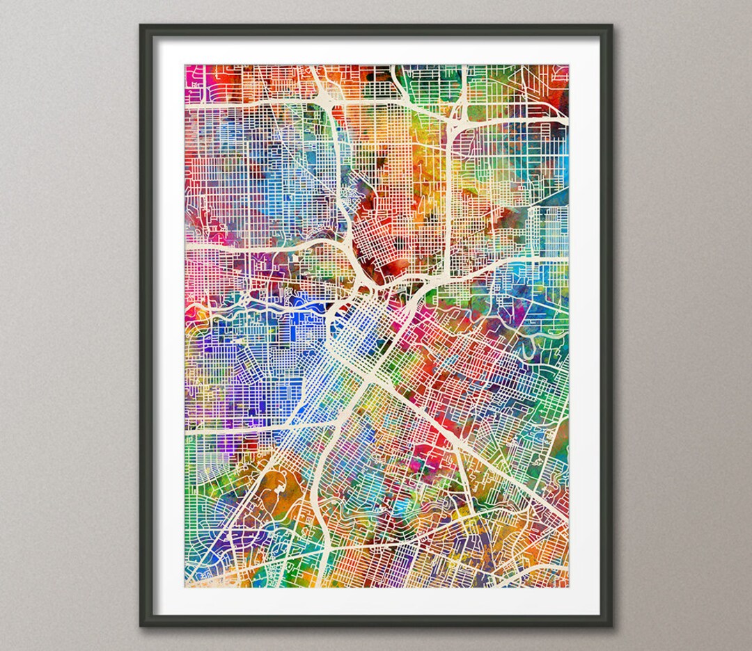 Houston Map, Houston Texas City Street Map, Art Print (2046) - Etsy