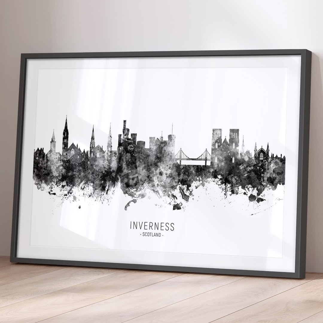 Inverness Skyline Scotland, Cityscape Painting Art Print Poster BX ...