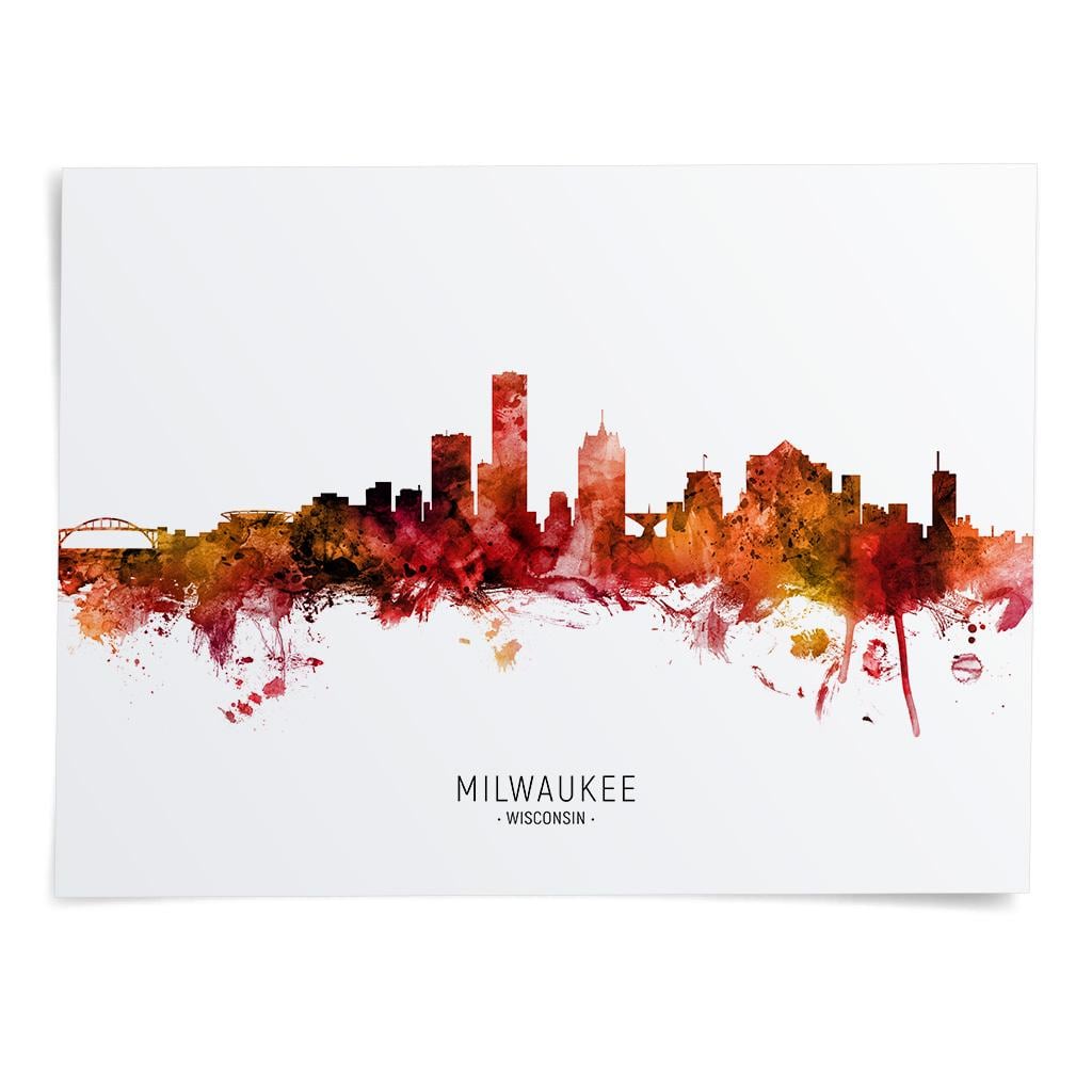 Milwaukee Skyline Wisconsin, Cityscape Painting Art Print Poster CX ...