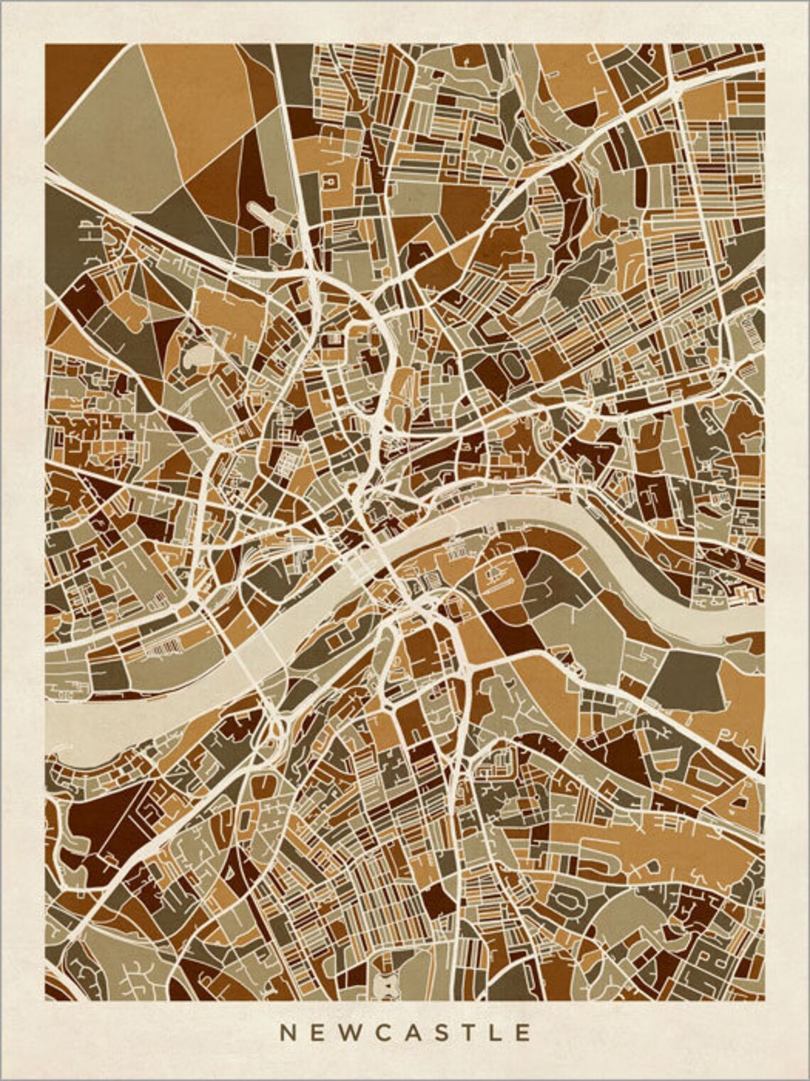Newcastle Map, England City Map, Art Print (27835) - Etsy UK