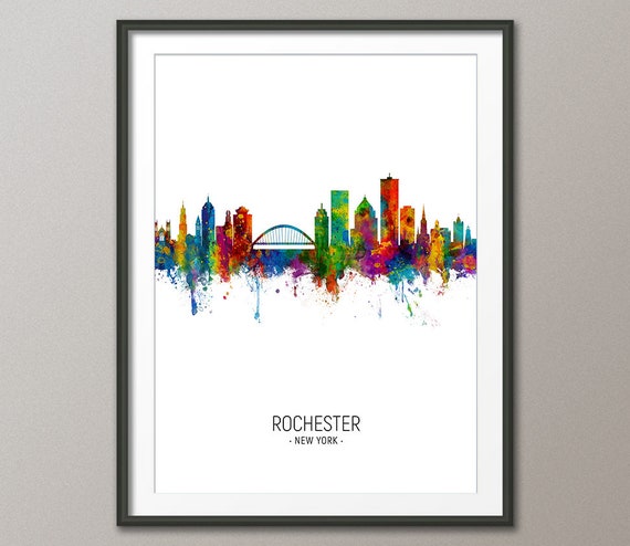 Rochester Skyline Rochester New York Cityscape Art Print - Etsy