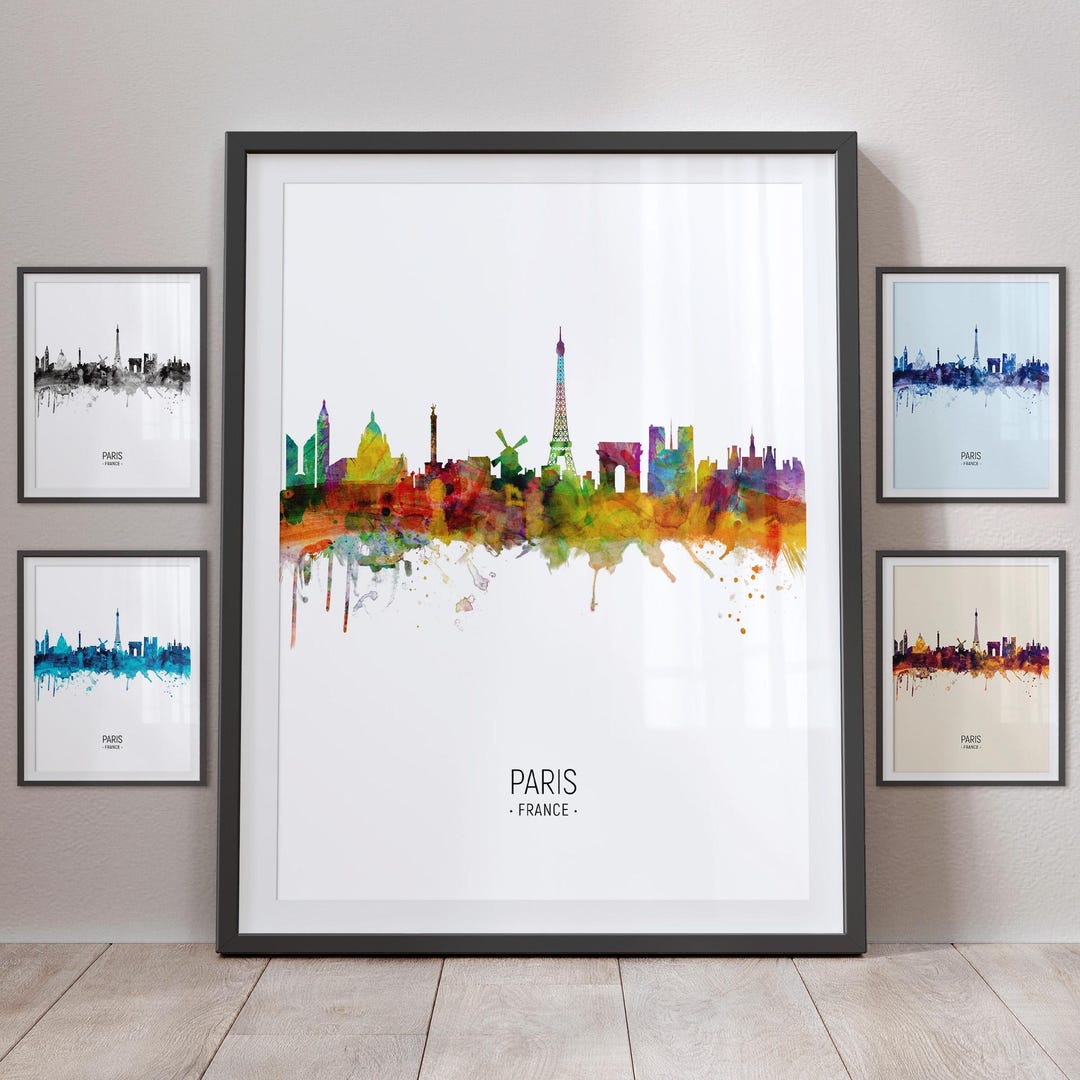 Paris Skyline, Paris France Cityscape Art Print Poster Portrait PX ...
