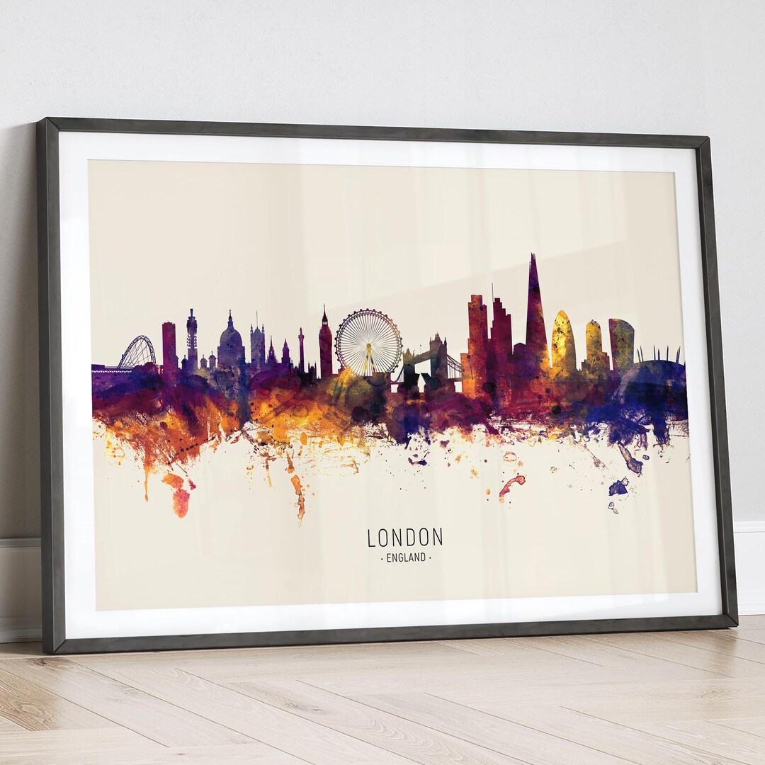 London Skyline England, Cityscape Painting Art Print Poster LX (14947 ...