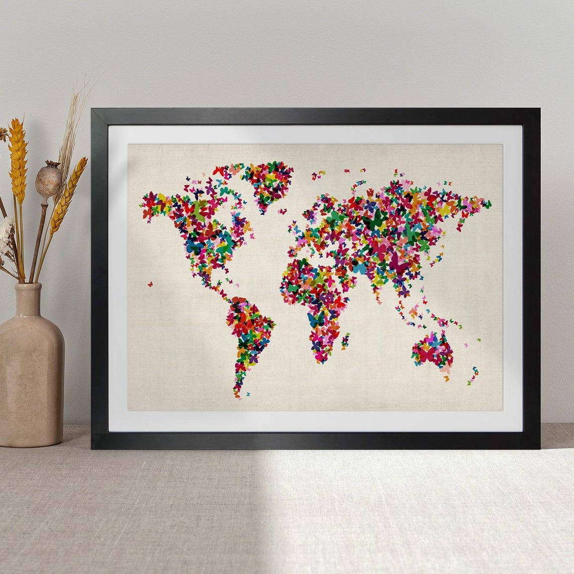 Butterflies Map of the World Map, Art Print WM (453) - Etsy