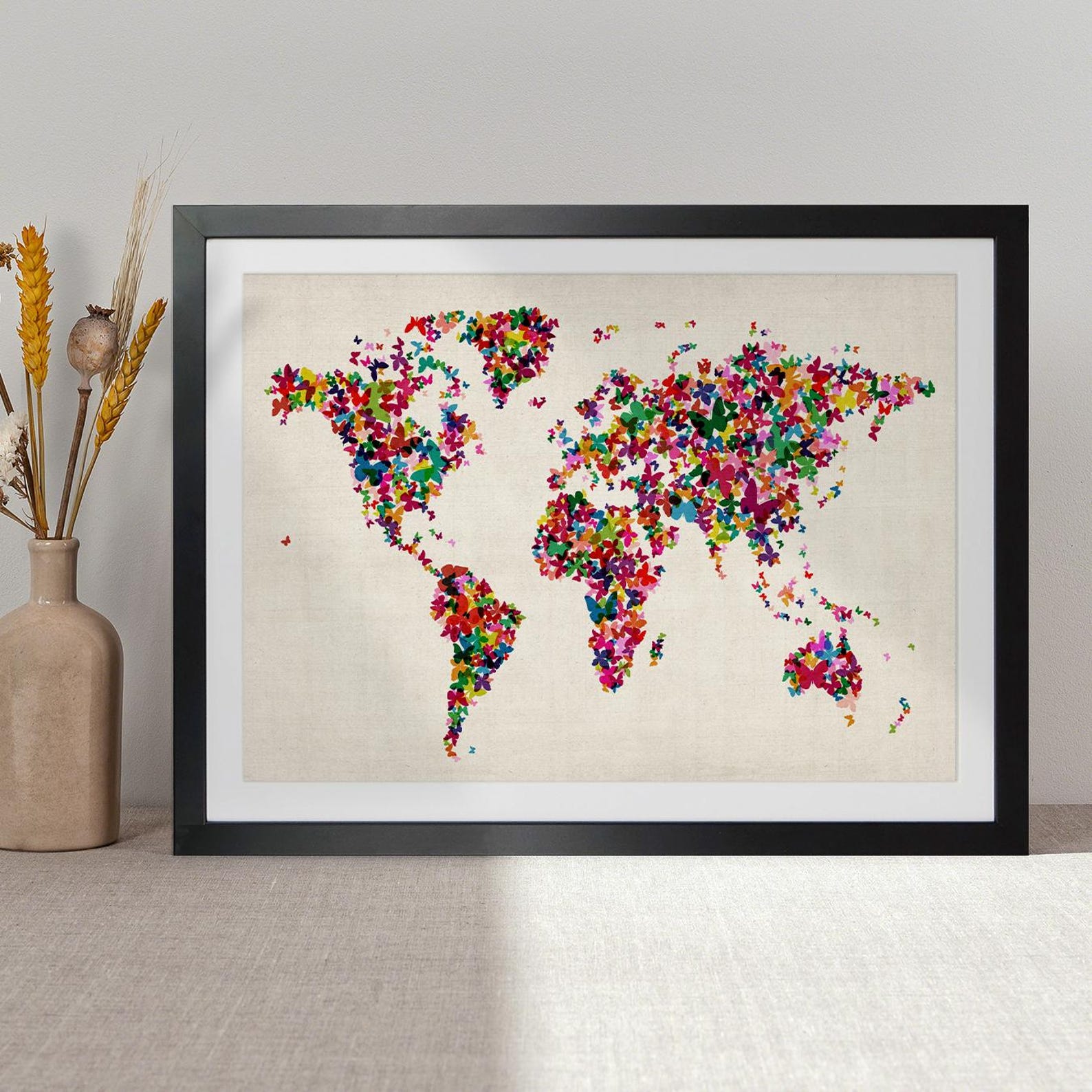 Butterflies Map of the World Map, Art Print WM (453) - Etsy