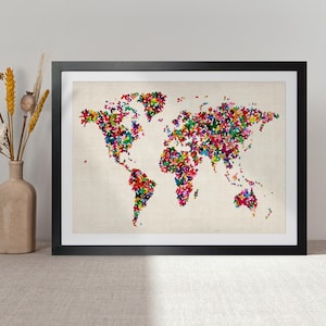 Butterflies Map of the World Map, Art Print WM (453) - Etsy